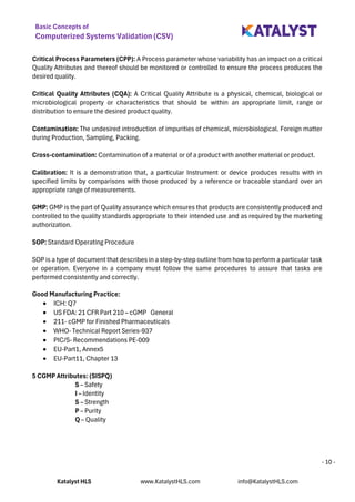 Basic Concepts of Computerised Systems Validation (CSV)-Katalyst HLS.pdf | Healthcare Industry ...