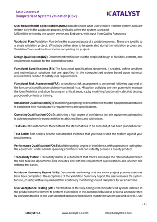 Basic Concepts of Computerised Systems Validation (CSV)-Katalyst HLS.pdf | Healthcare Industry ...
