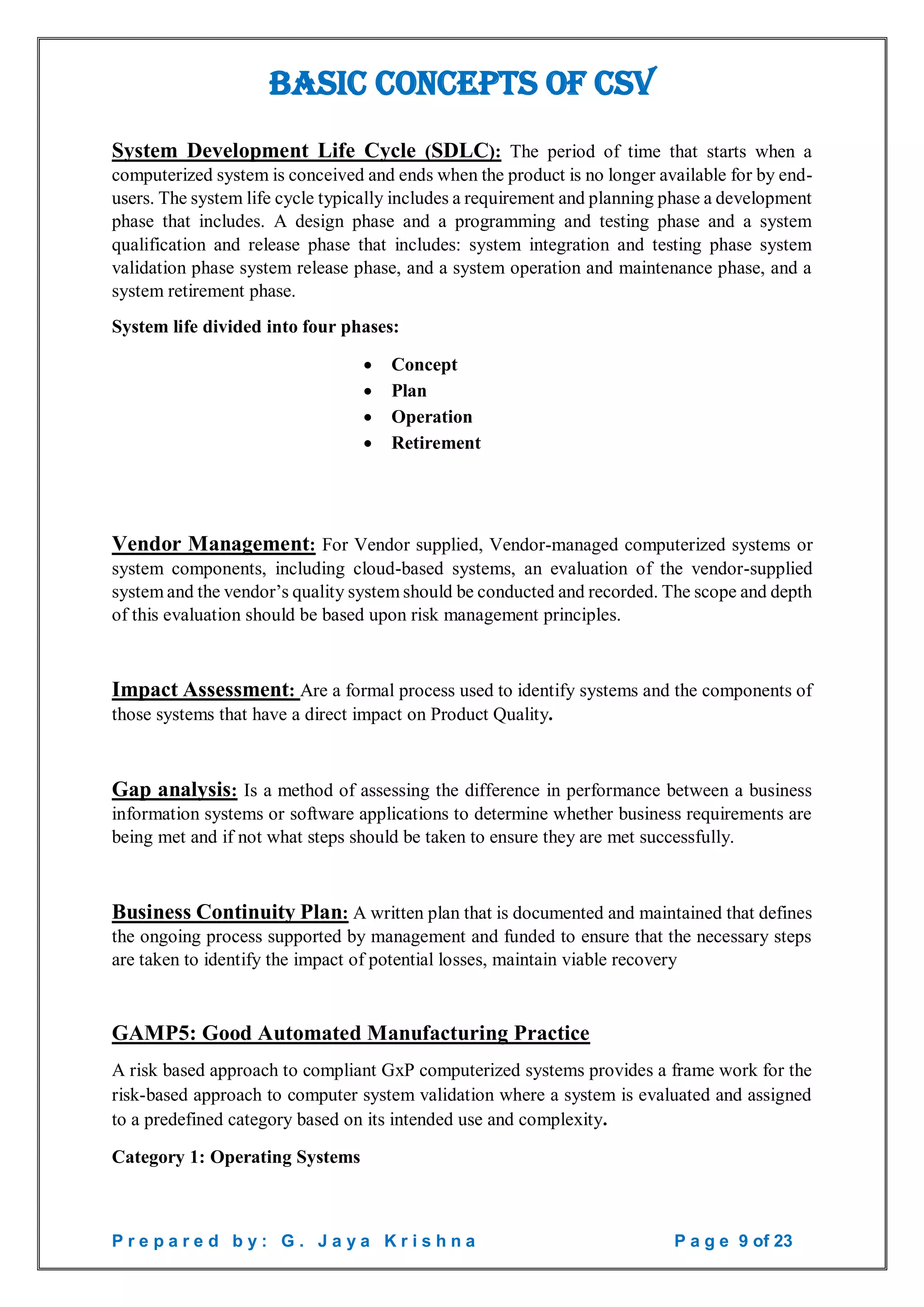 Computerized System Validation Basics Pdf
