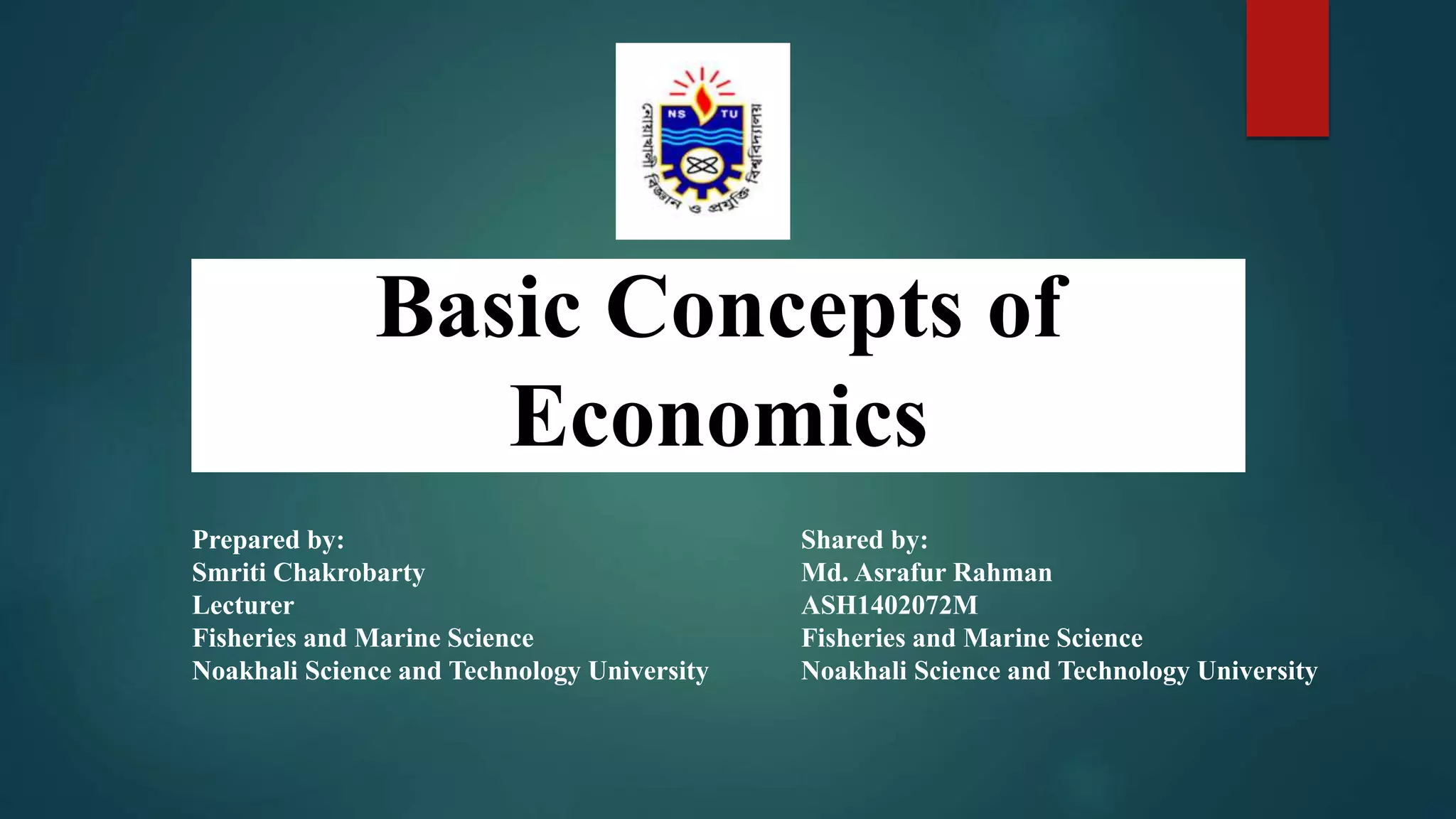 Basic concepts of economics | PPTX