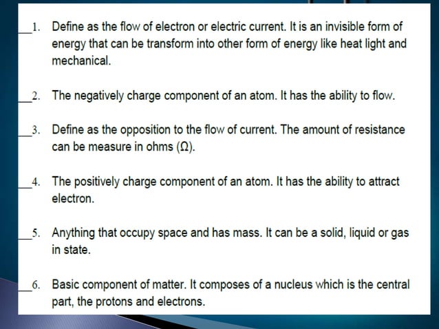 Basic concepts of electricity | PPTX