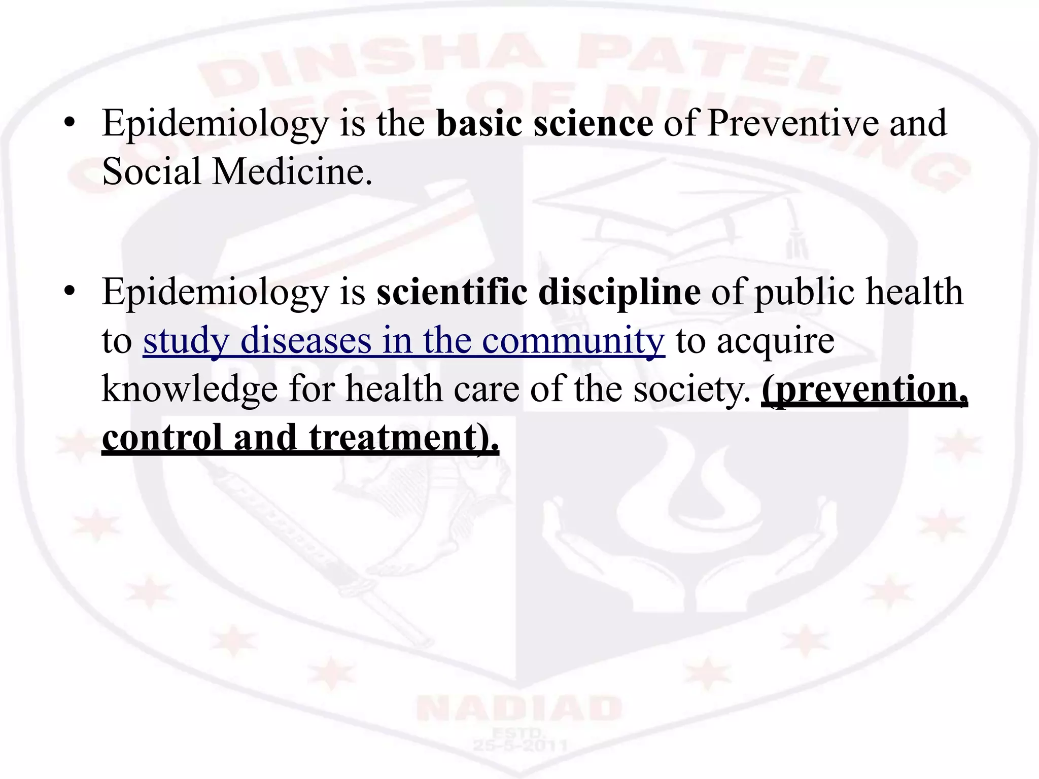 Basic concepts of epidemiology | PPSX