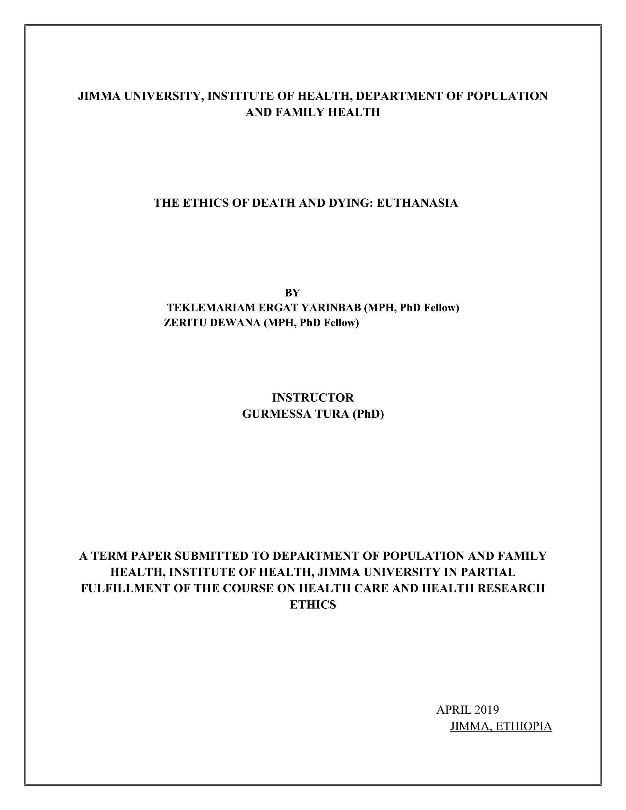 Basic concepts of Euthanasia | PDF