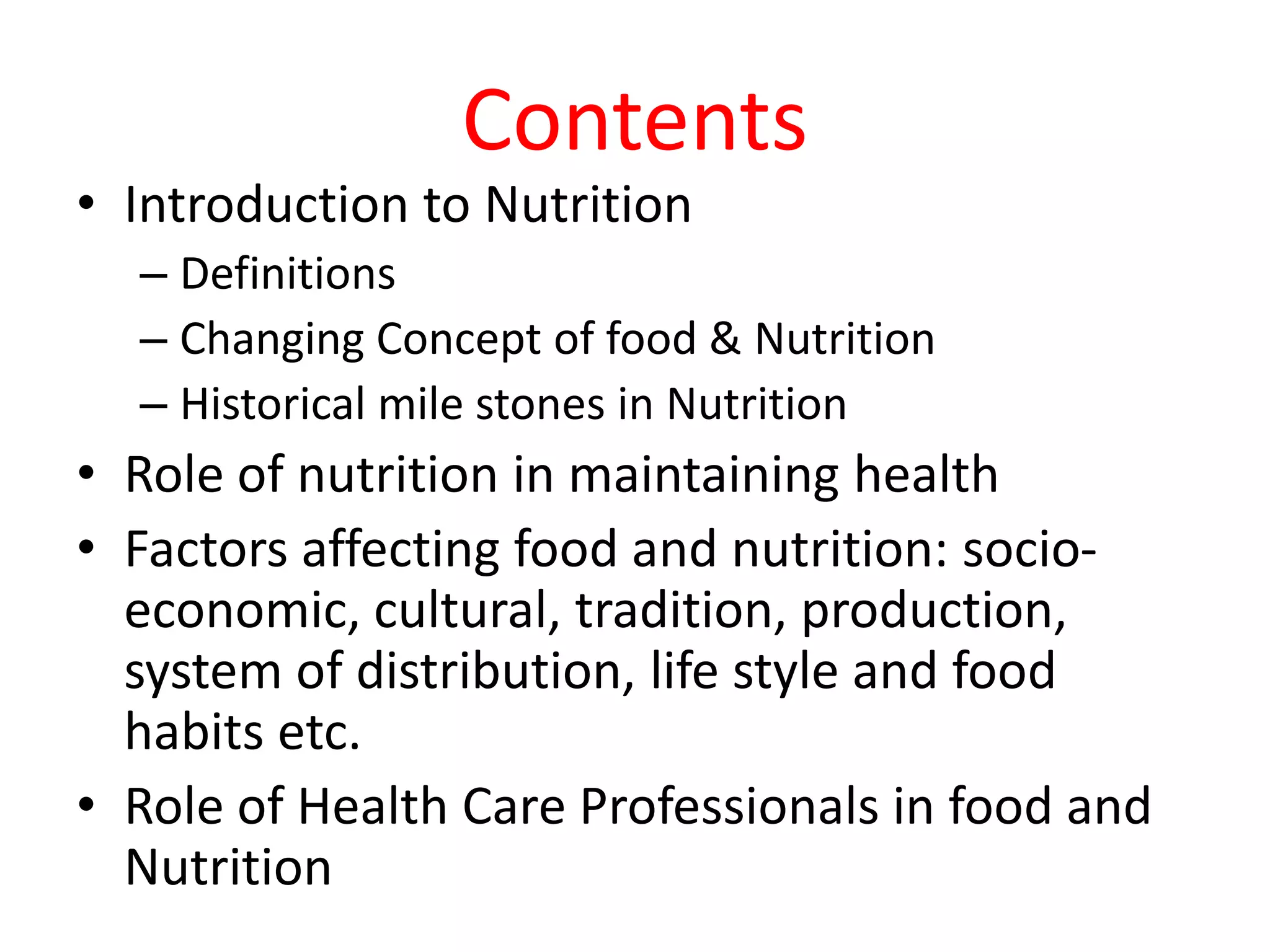 Basic concepts of food and nutrition | PPTX