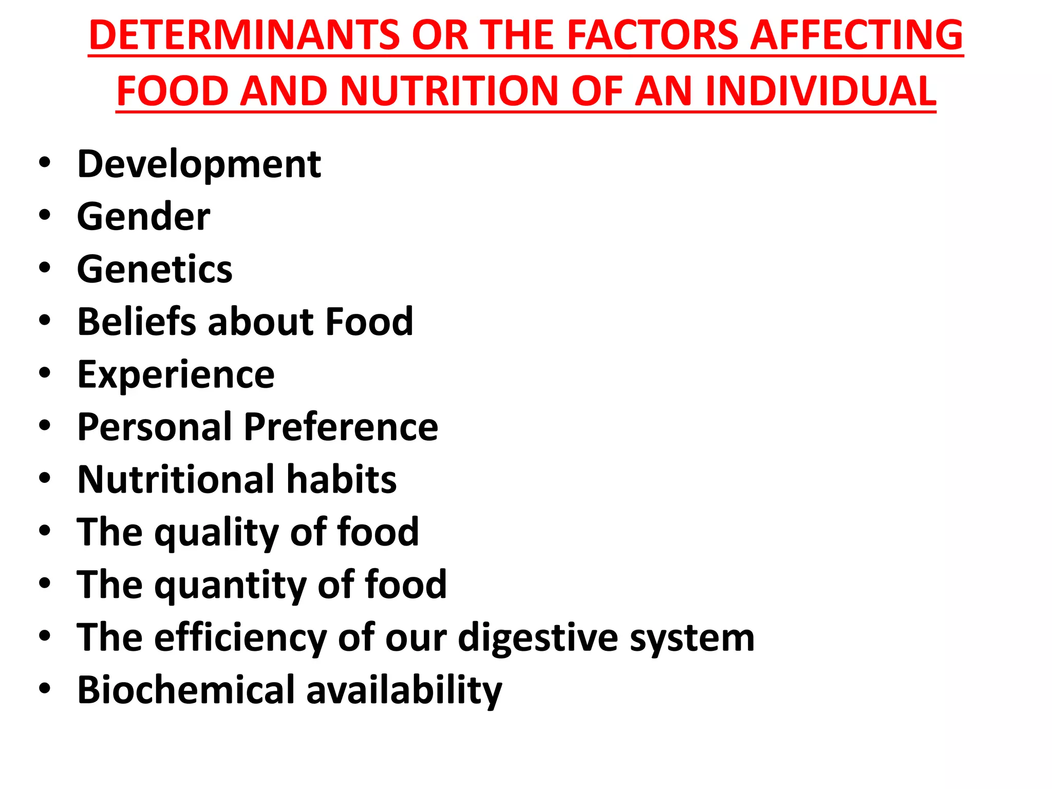 Basic concepts of food and nutrition | PPTX