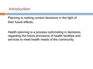 Basic concepts of health planning | PPTX