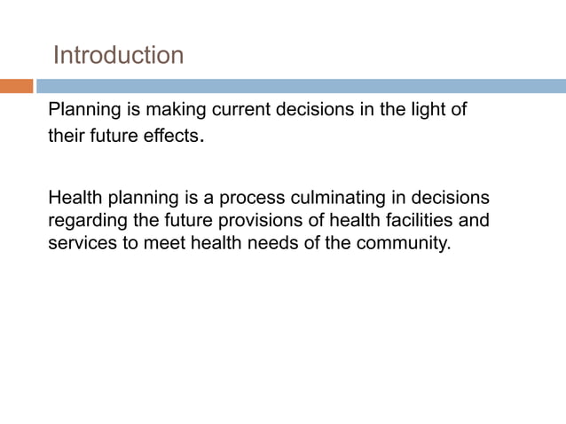 Basic concepts of health planning | PPT