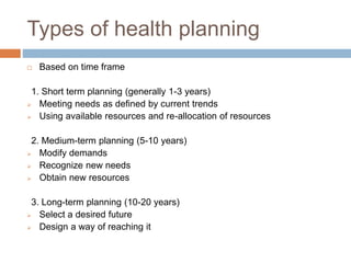 Basic concepts of health planning | PPTX
