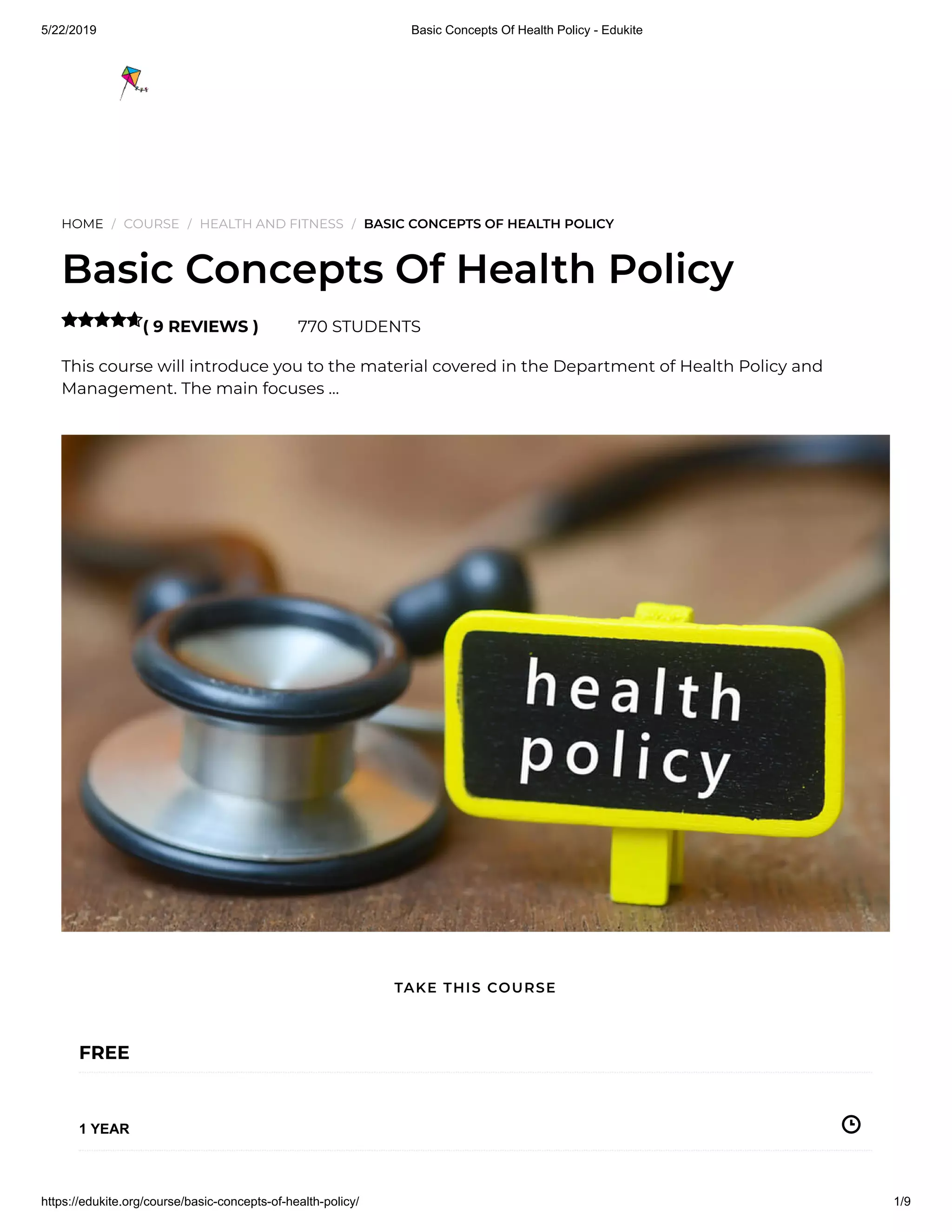 Basic concepts of health policy - edukite | PDF