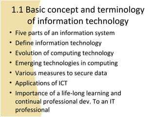 Basic concepts of information technology and the internet | PPT