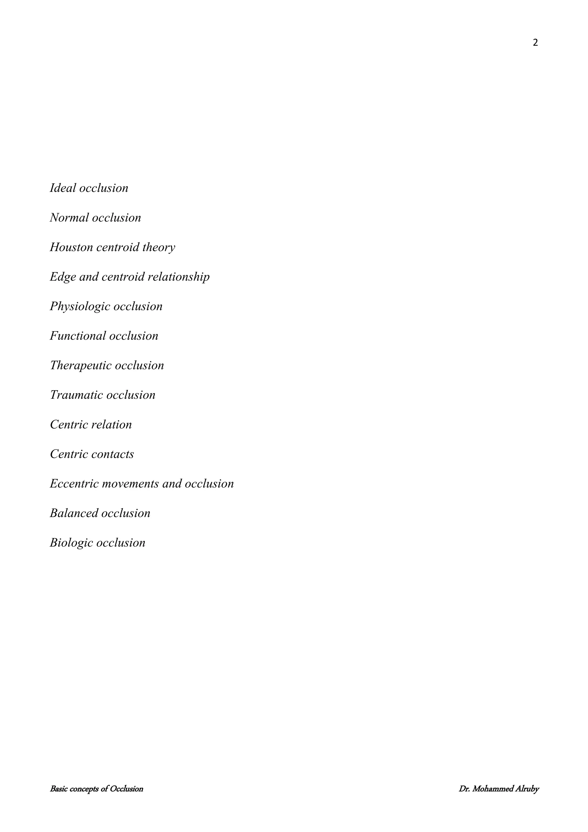 Basic Concepts of Occlusion in orthodontics | PDF