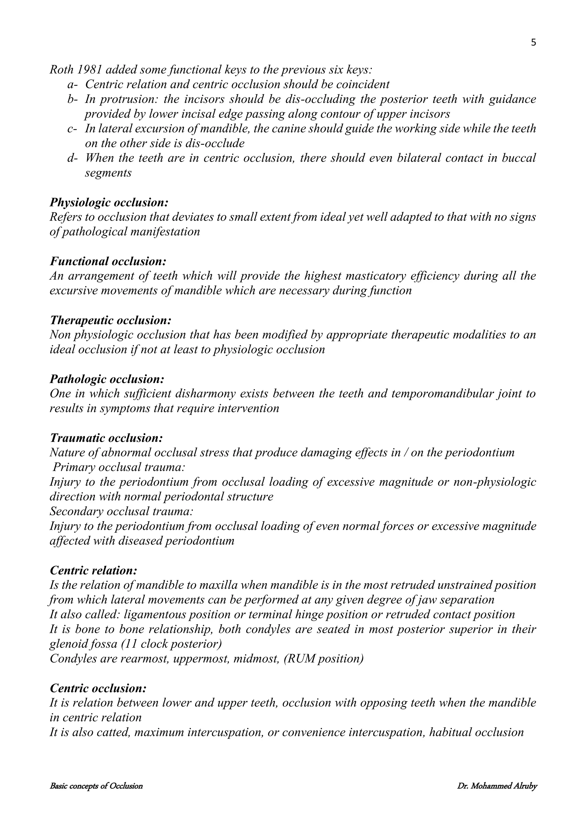 Basic Concepts of Occlusion in orthodontics | PDF
