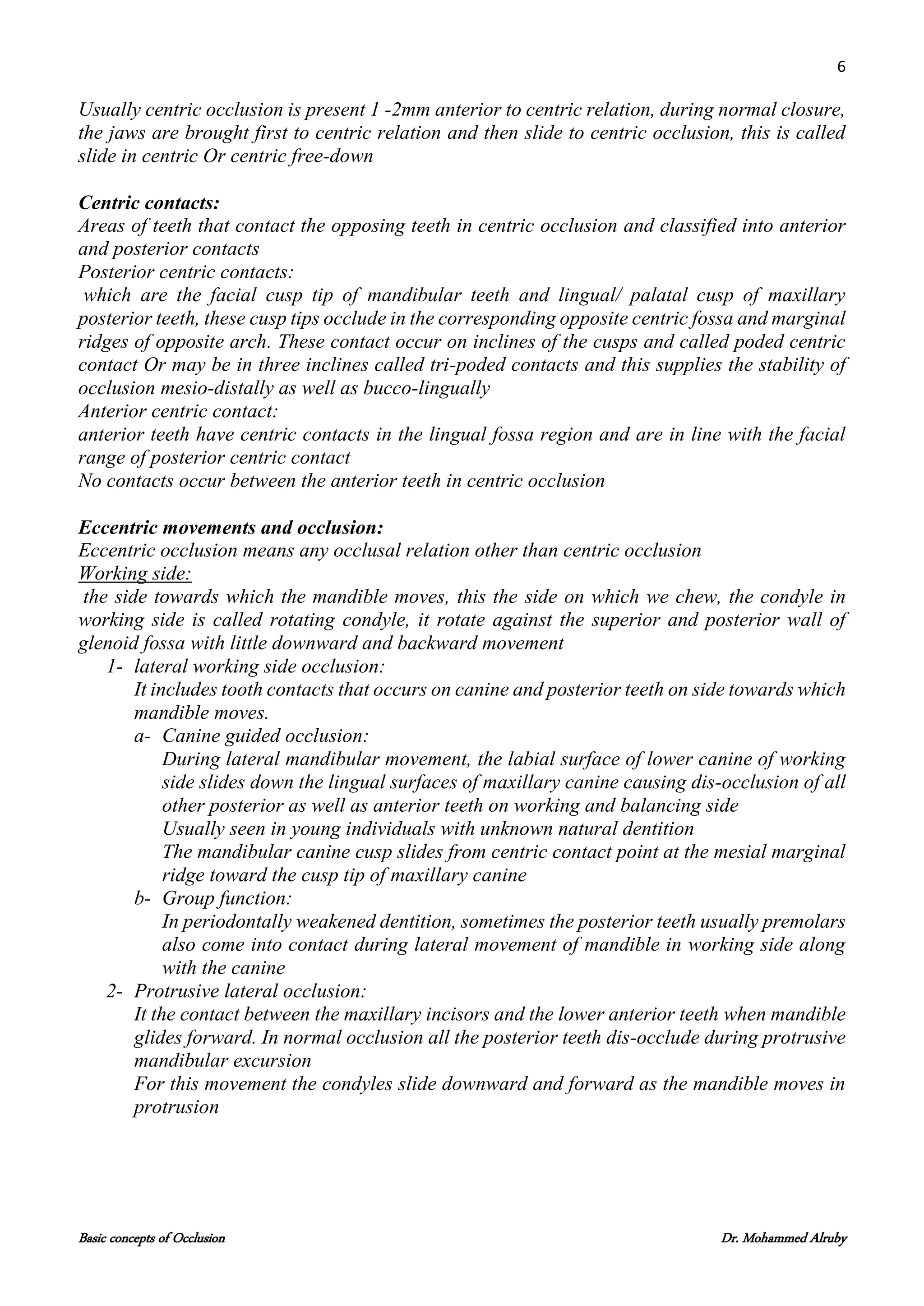 Basic Concepts of Occlusion in orthodontics | PDF