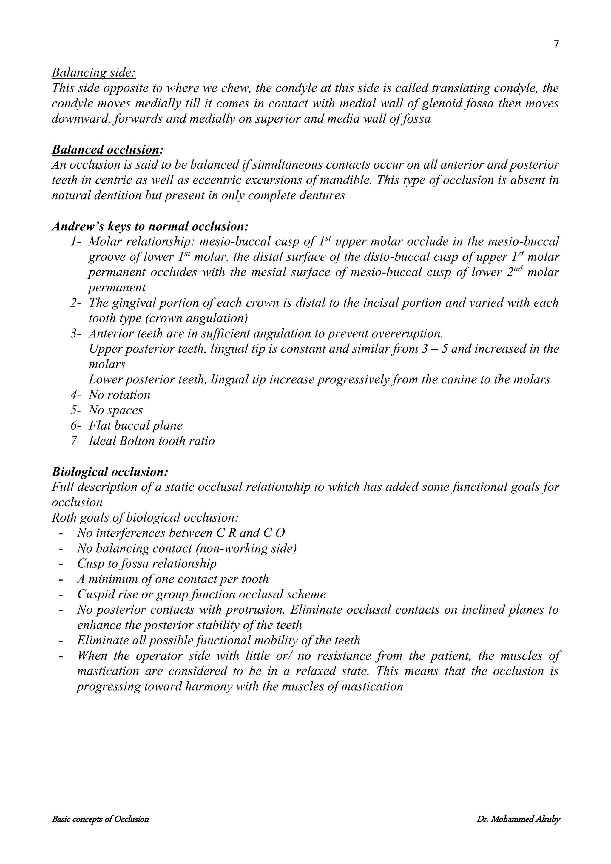 Basic Concepts of Occlusion in orthodontics | PDF