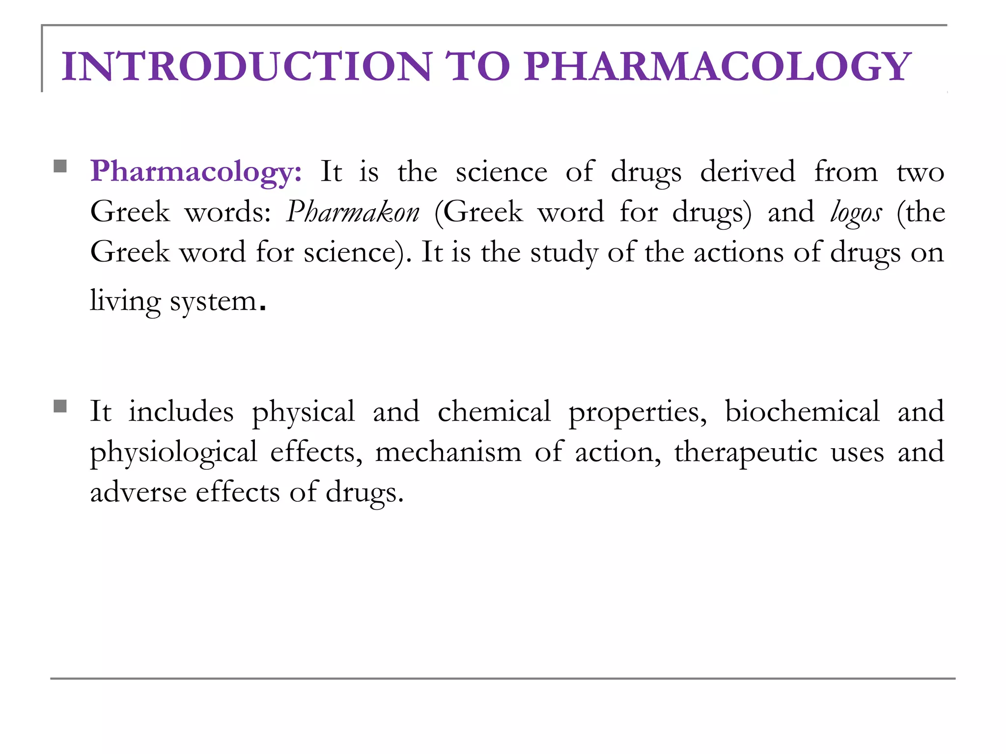 Basic concepts of pharmacology | PPT