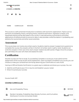 Basic concepts of statistical method in economics - edukite | PDF