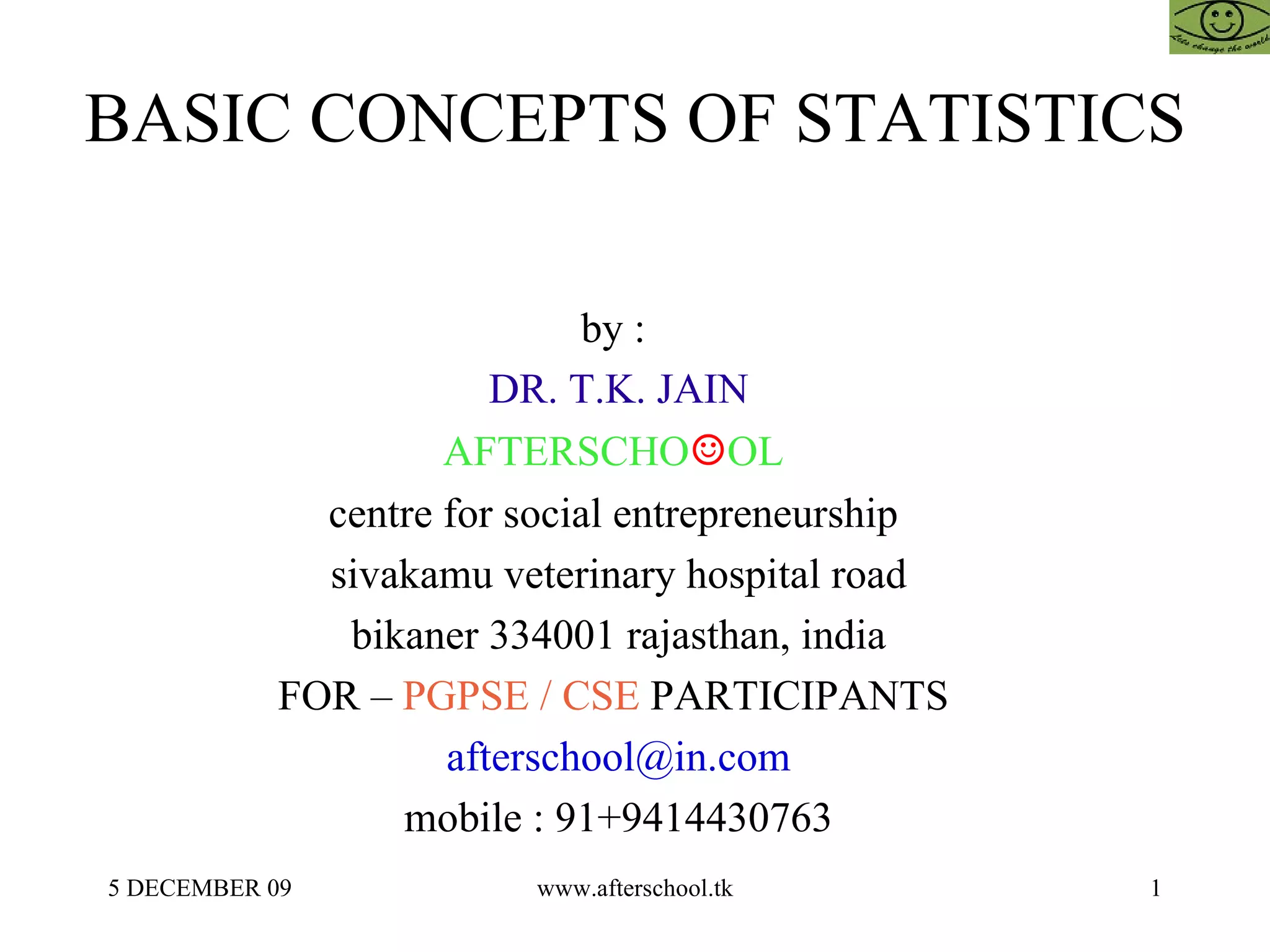 Basic concepts of statistics | PPT