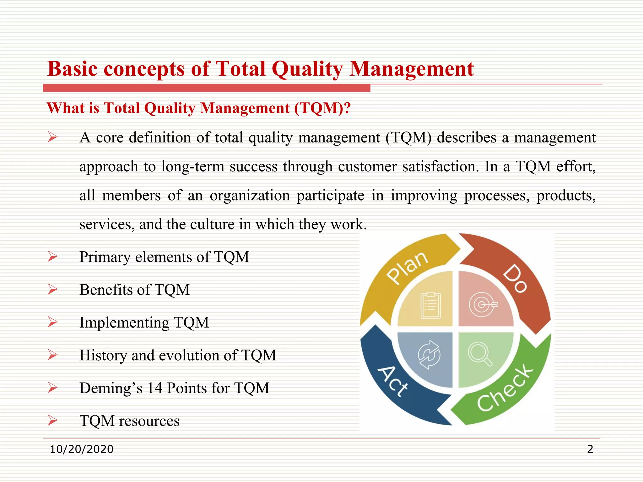 Basic concepts of Total Quality Management | PDF