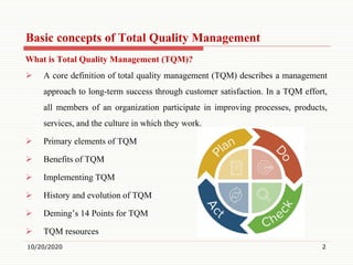 Basic concepts of Total Quality Management | PDF