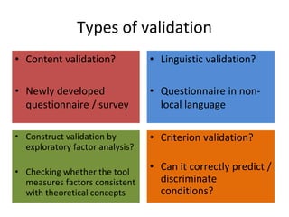 Basic concepts of validation