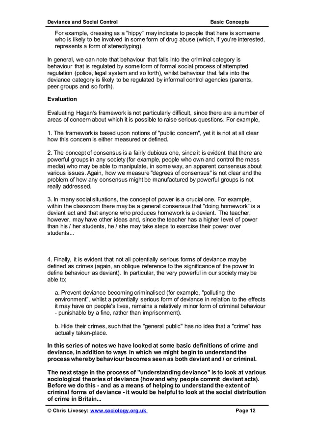 Basic concepts on crime and deviance | PDF