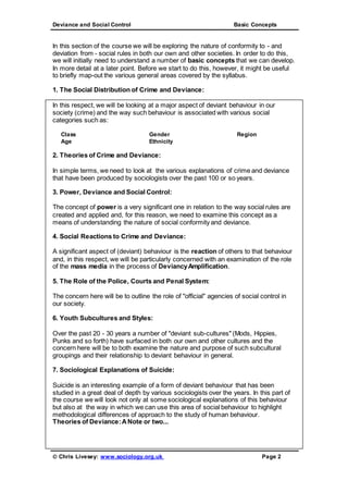 Basic concepts on crime and deviance | PDF