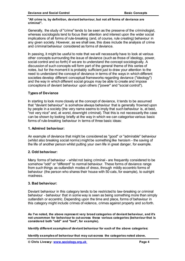 Basic concepts on crime and deviance | PDF
