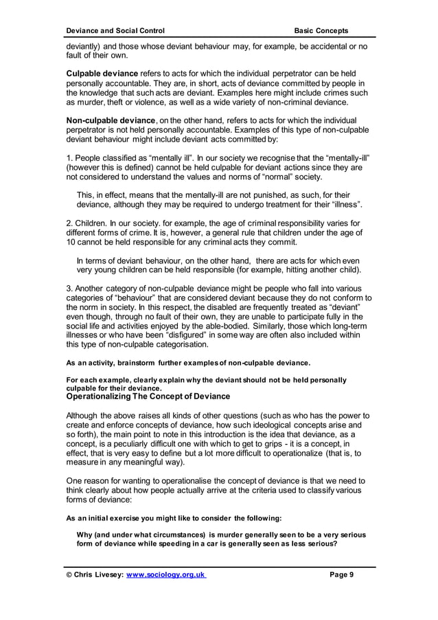 Basic concepts on crime and deviance | PDF