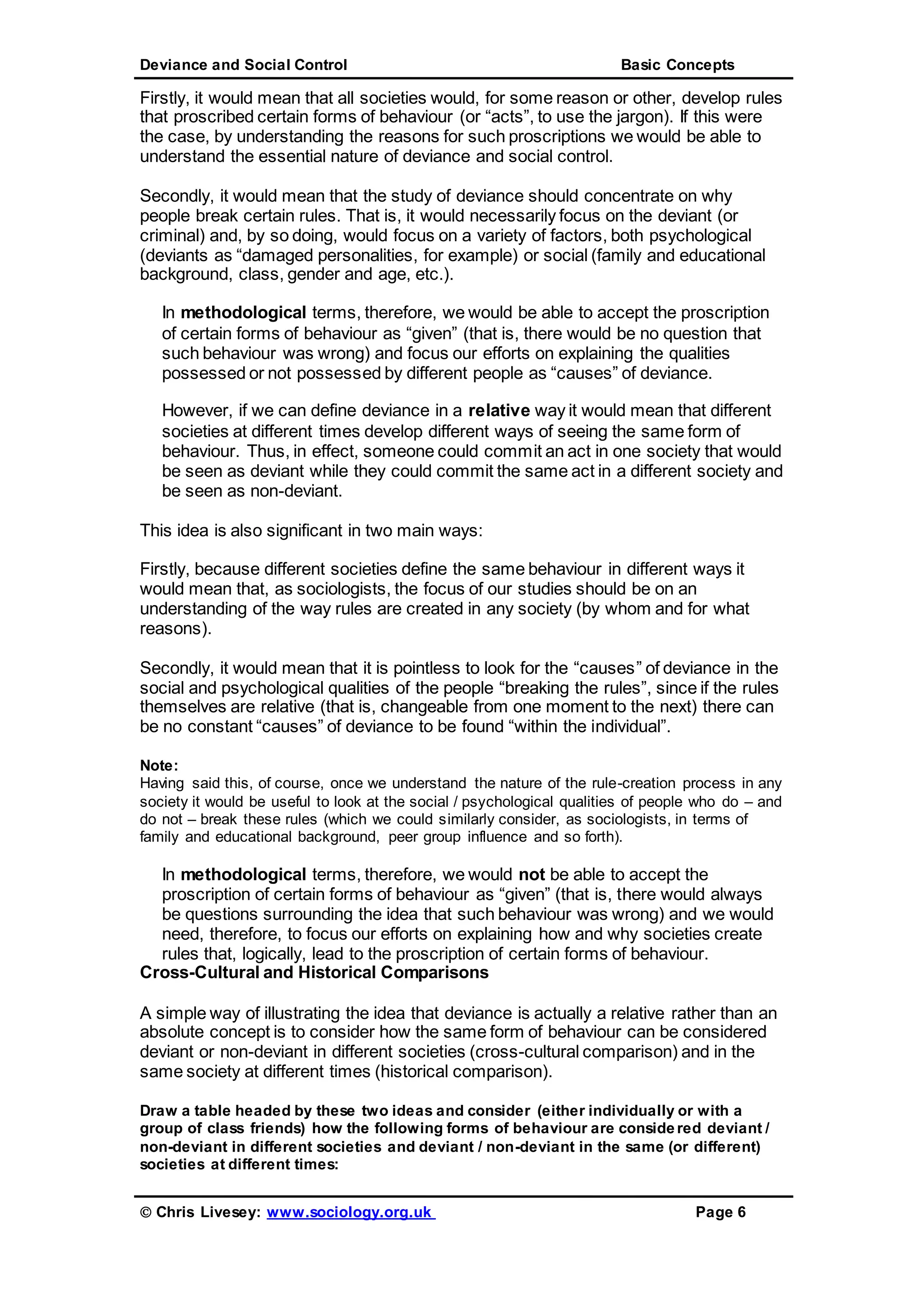 Basic concepts on crime and deviance | DOCX