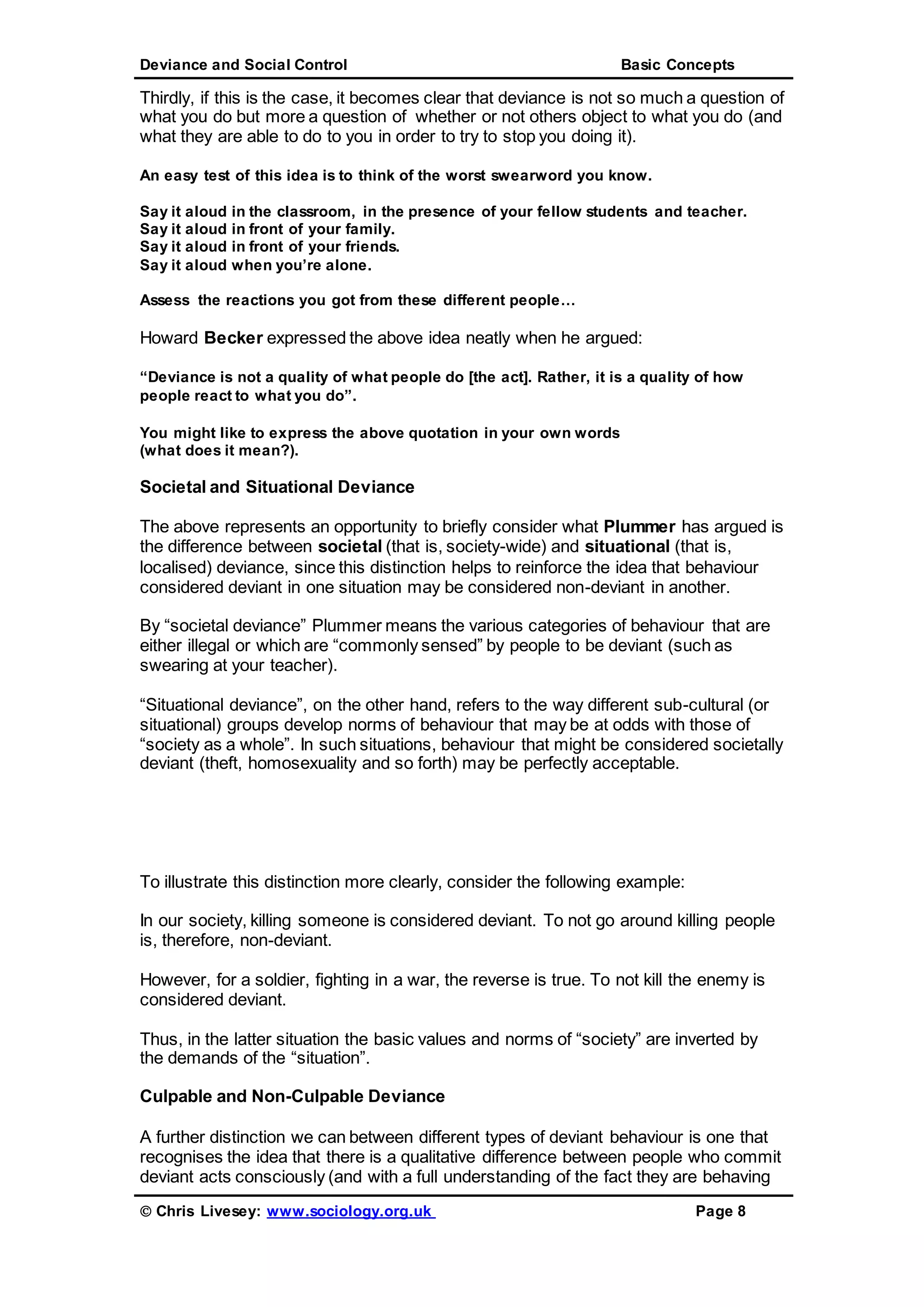 Basic concepts on crime and deviance | DOCX