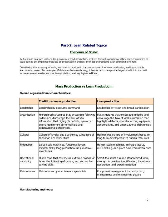 Basic concepts on lean manufacturing