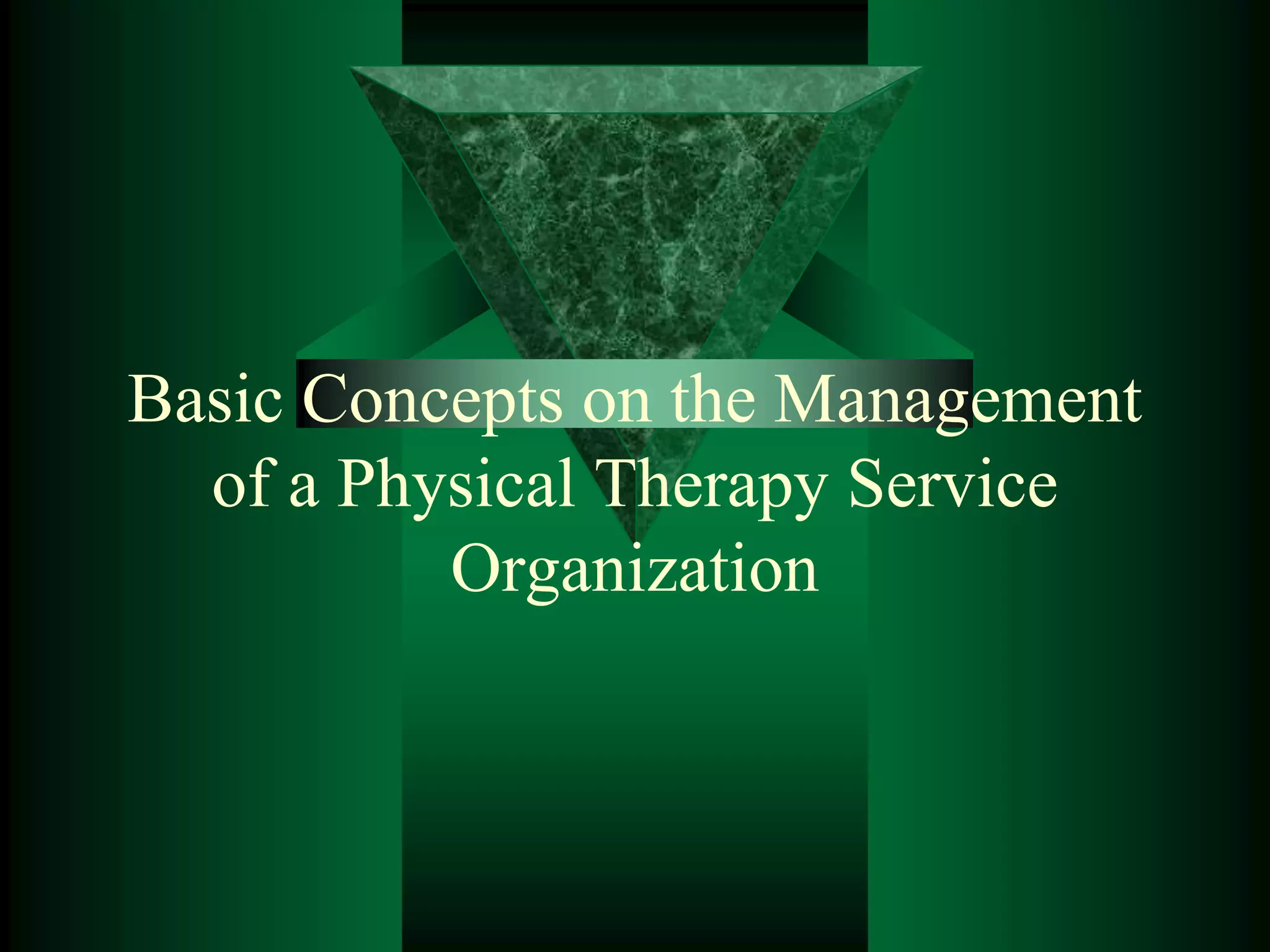 Basic concepts on the management of a physical therapy service ...