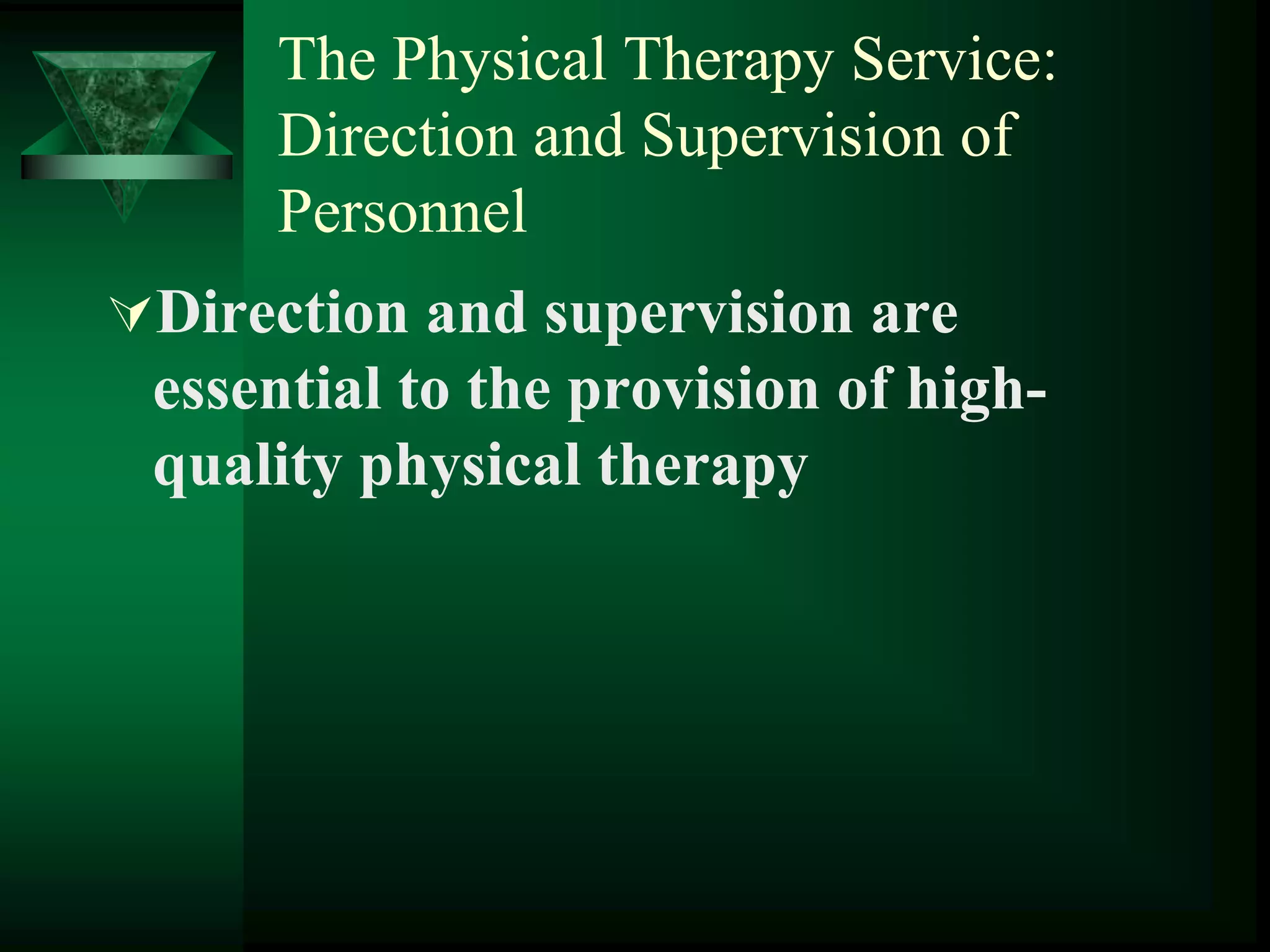 Basic concepts on the management of a physical therapy service ...