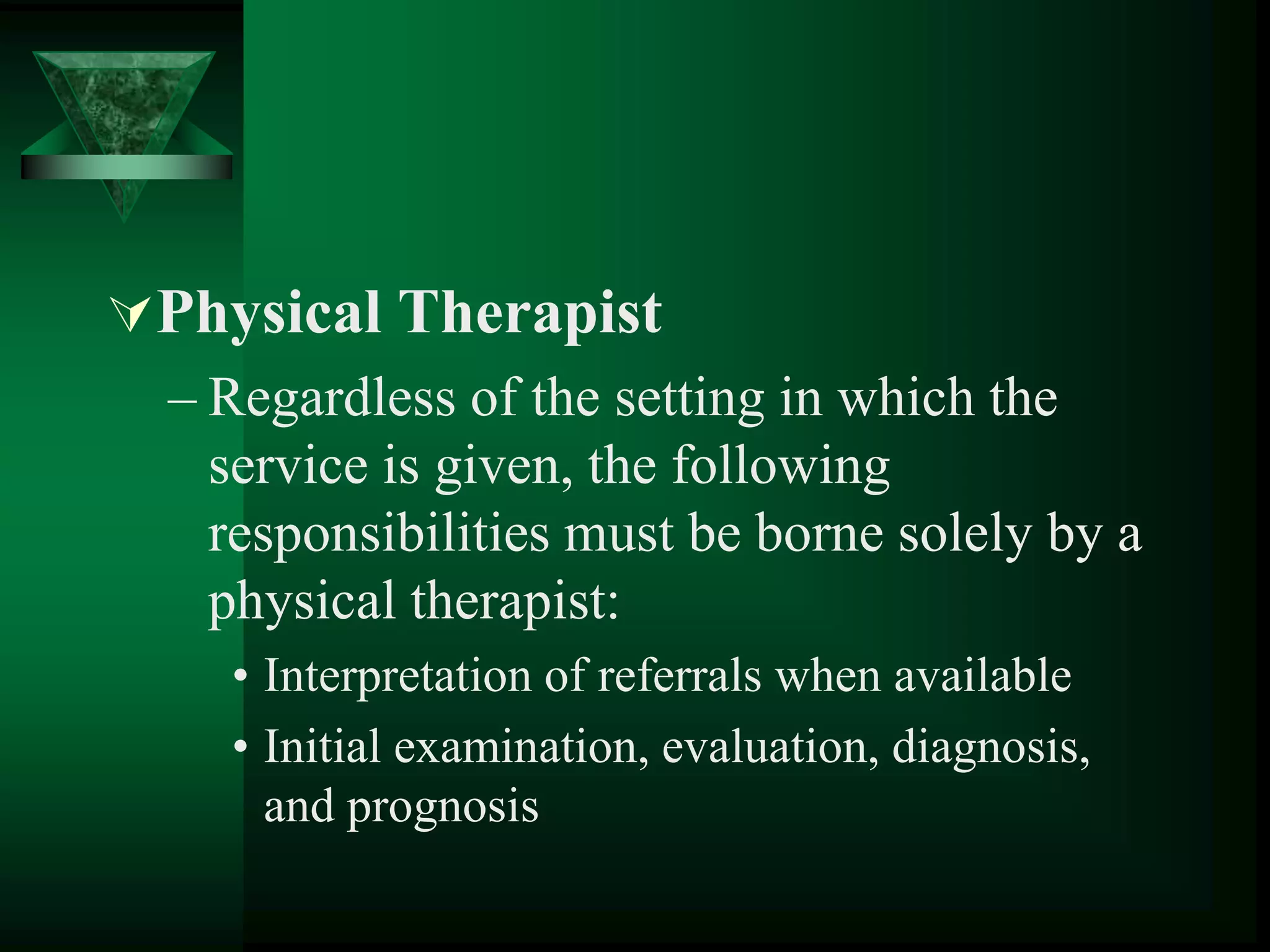 Basic concepts on the management of a physical therapy service ...