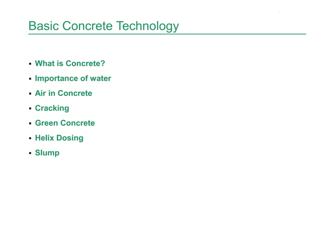 Basic concrete technology | PPT