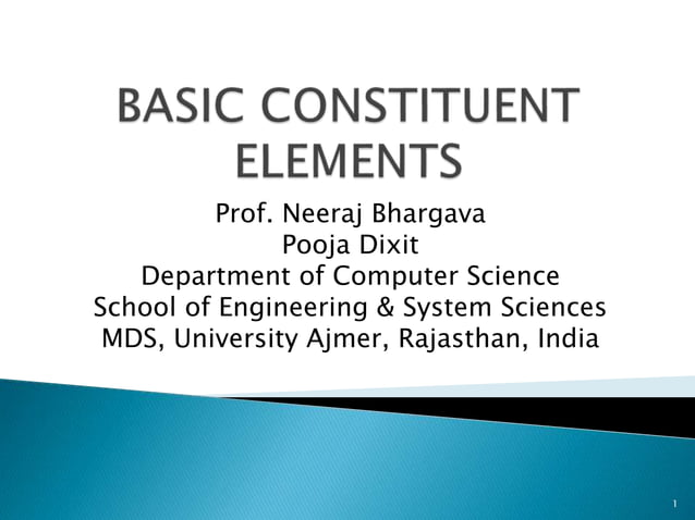Basic constituent elements | PPTX | Operating Systems | Computer ...