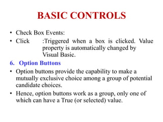 Basic controls of Visual Basic 6.0 | PPTX