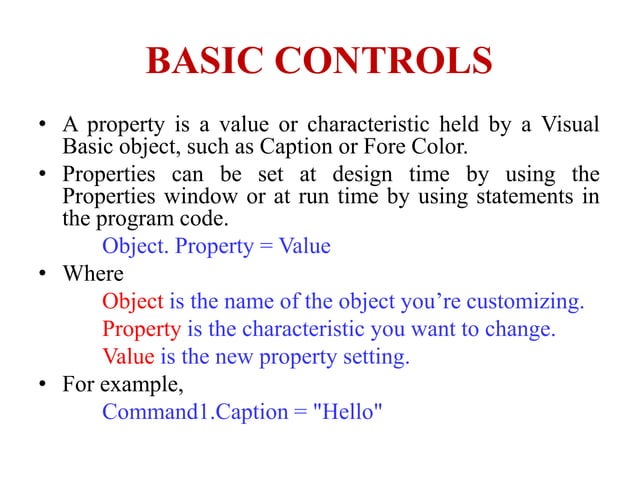 Basic controls of Visual Basic 6.0 | PPTX