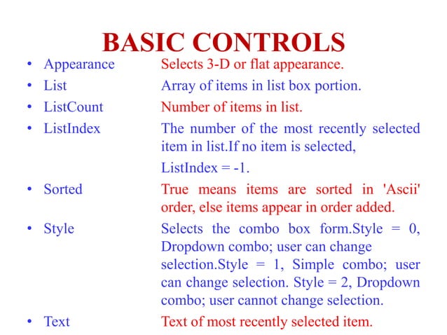 Basic controls of Visual Basic 6.0 | PPTX