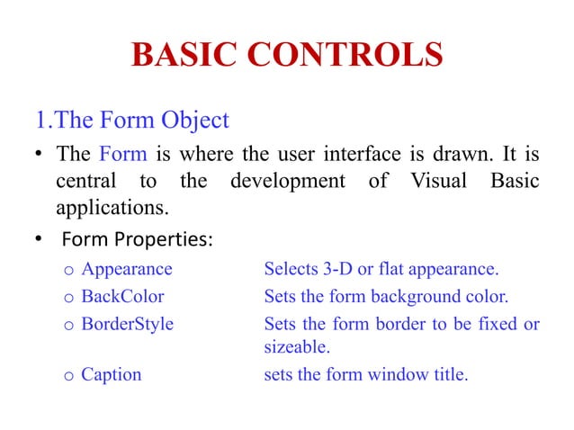 Basic controls of Visual Basic 6.0 | PPTX