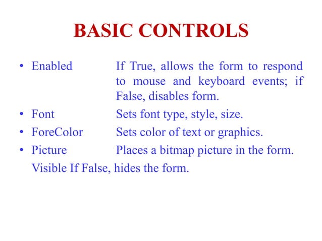 Basic controls of Visual Basic 6.0 | PPTX