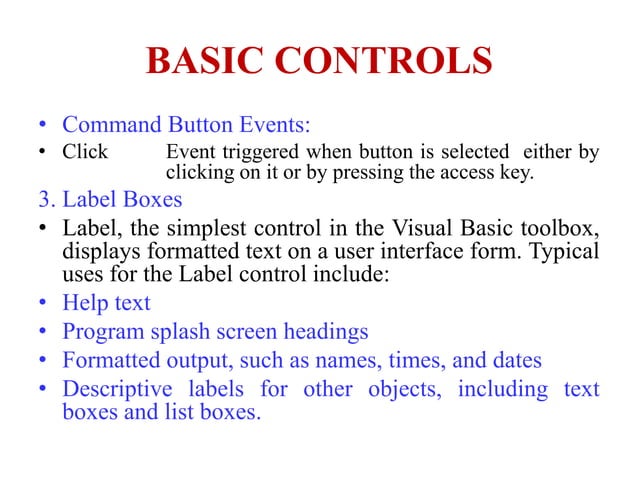 Basic controls of Visual Basic 6.0 | PPTX