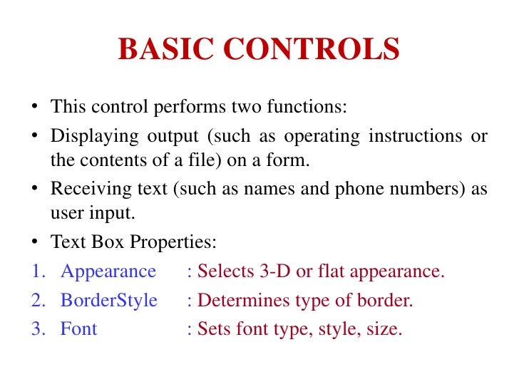 Basic controls of Visual Basic 6.0 Basic controls of Visual Basic 6.0