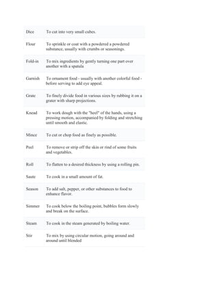 Basic Cooking Terms | DOCX