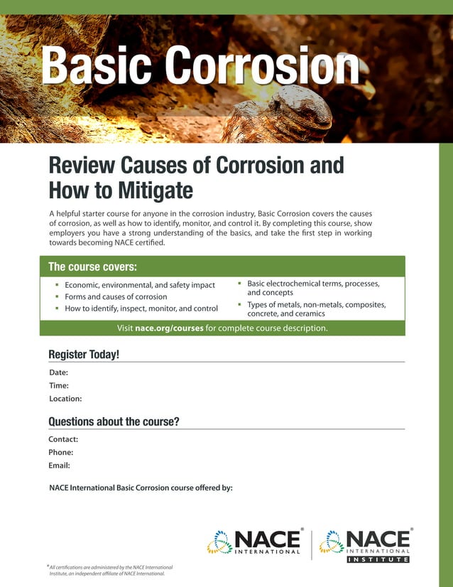 Basic Corrosion Course Flyer - NACE and INTECSEA | PDF