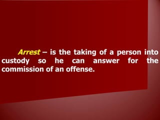Basic criminal procedures (arrest) | PPT