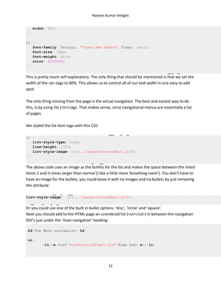 Basic CSS concepts by naveen kumar veligeti | DOCX | Web Design and ...
