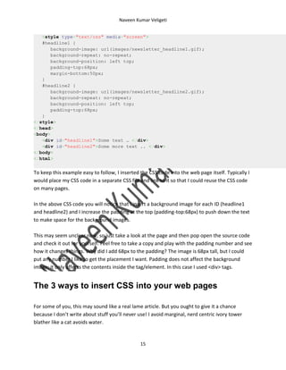 Basic CSS concepts by naveen kumar veligeti | DOCX | Web Design and ...