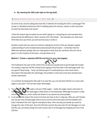 Basic CSS concepts by naveen kumar veligeti | DOCX | Web Design and HTML | Internet