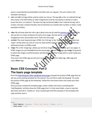 Basic CSS concepts by naveen kumar veligeti | DOCX | Web Design and ...